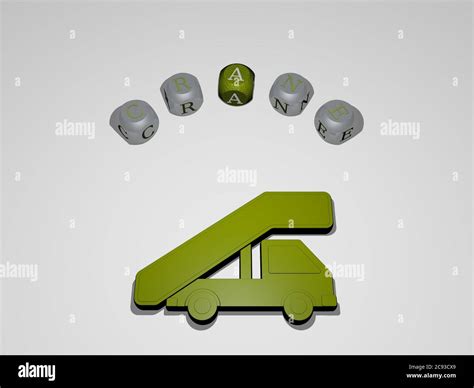 3d graphical image of crane vertically along with text built around the