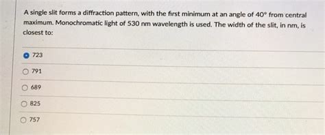 Solved A Single Slit Forms A Diffraction Pattern With The