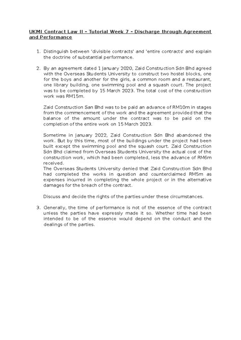 Tutorial Week Distinguish Between Divisible Contracts And Entire