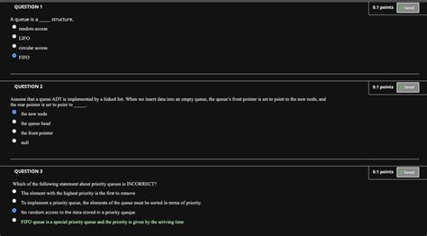 Solved QUESTION Points Saved A Queue Is A Structure Chegg