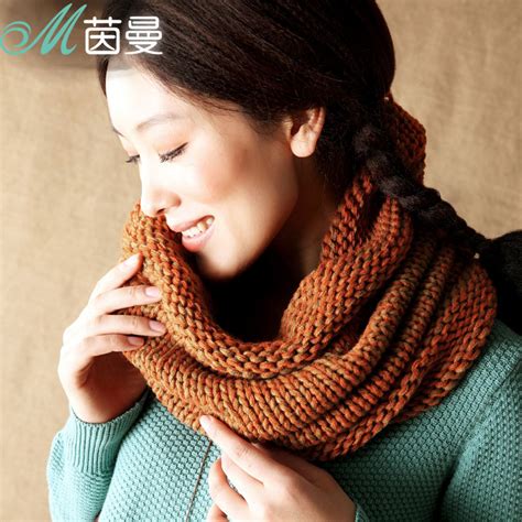 茵曼 2013冬装新款文艺双色保暖舒适百搭毛线围脖【8341400218】 张亮6188