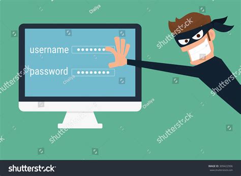 Thief Hacker Stealing Sensitive Data Passwords Stock Vector 309422996 Shutterstock