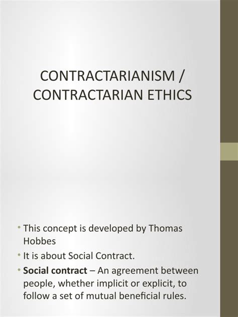 Contractarianism Contractarian Ethics Pdf Social Contract