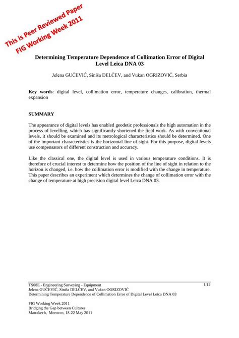 Pdf Determining Temperature Dependence Of Collimation Error · Pdf Filets08e Engineering