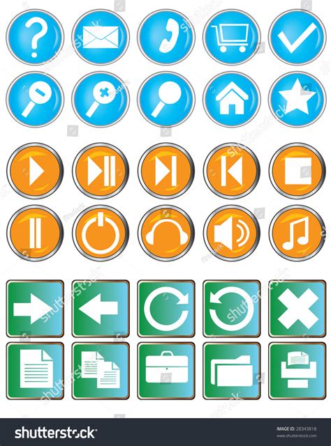 Set Buttons Symbols Vector Illustration Stock Vector Royalty Free 28343818 Shutterstock