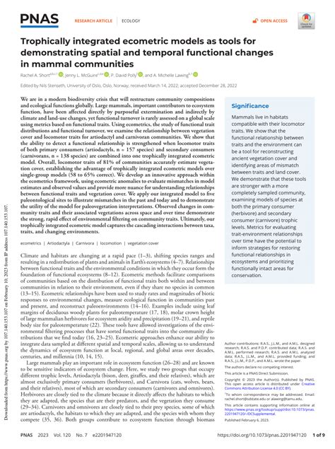 Pdf Trophically Integrated Ecometric Models As Tools For Demonstrating Spatial And Temporal