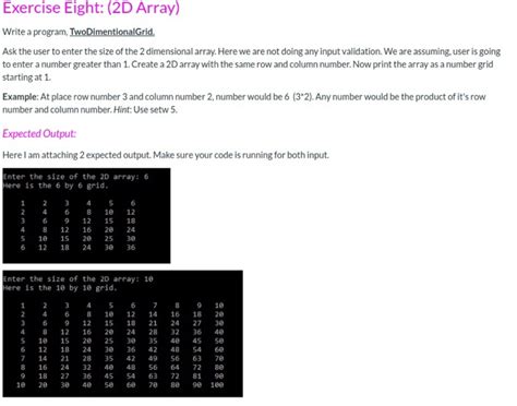 Solved Exercise Eight D Array Write A Program Chegg