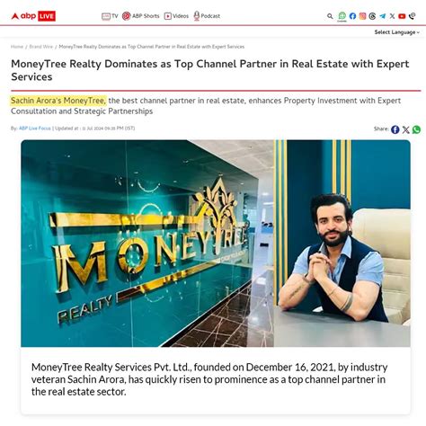 Moneytree Realty On Linkedin The Founder And Ceo Sachin Arora Expressed His Enthusiasm For The