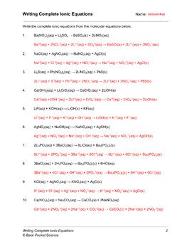 Writing Complete Ionic Equations Chemistry Worksheet By Back Pocket Science