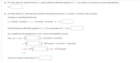 Solved A For What Values Of K Does The Function Y