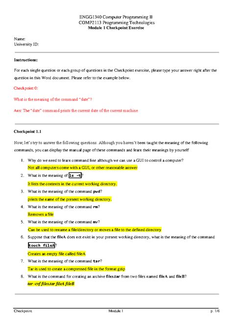 Module 1 Checkpoint Answer Engg1340 Computer Programming Ii Comp2113 Programming Technologies