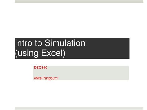 Ppt Intro To Simulation Using Excel Powerpoint Presentation Free Download Id1642544