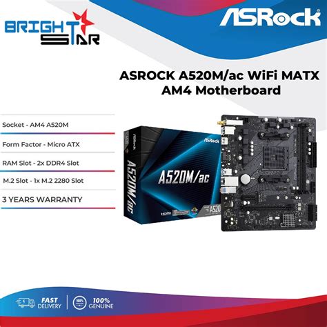 Asrock A M Ac Wifi Am Micro Atx Motherboard Shopee Malaysia