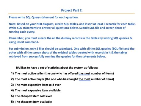 Solved Project Part 2 Please Write SQL Query Statement For Chegg