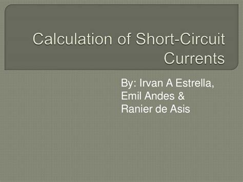 Calculation Of Short Circuit Currents