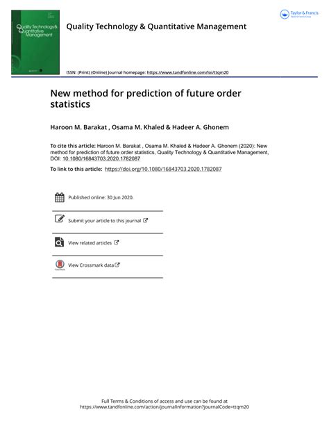Pdf New Method For Prediction Of Future Order Statistics