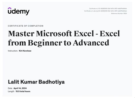 lalit kumar on linkedin excel certification dataanalysis productivity udemy