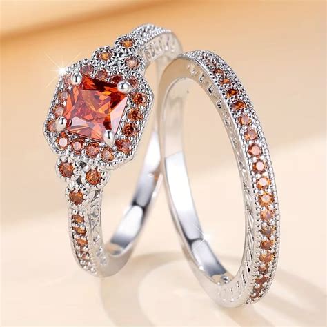 Princess Cut Halo Ring Set Amelia Jewelry