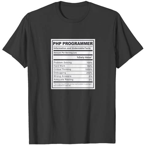 Php Programmer Nutritional Facts Programming T Shirt Sold By Mayank