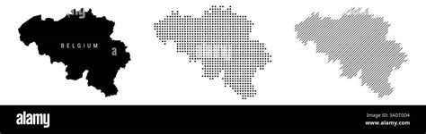 Belgium Detailed Silhouette Map Dotted Pattern And Slanted Parallel Lines Pattern Belgian