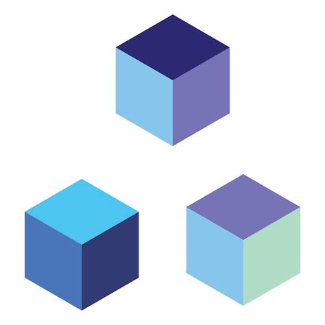 Premium Vector Three Cubes With Different Colors And One Blue And Purple