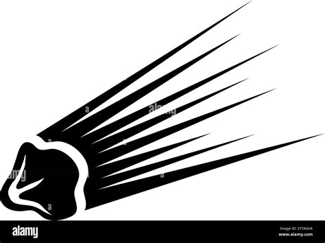 Flying Comet Or Meteor Asteroid Fireball Flat Vector Icon Illustration Simple Black Symbol
