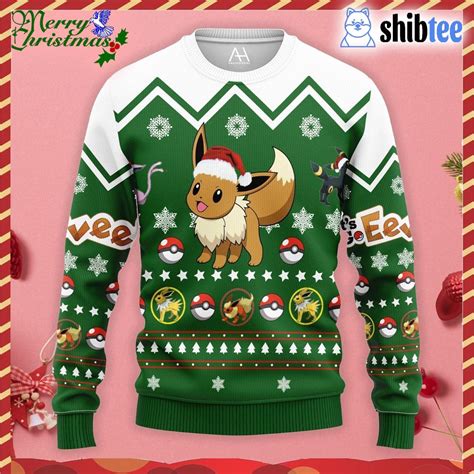 Eevee Pokemon Ugly Christmas Sweater Shibtee Clothing
