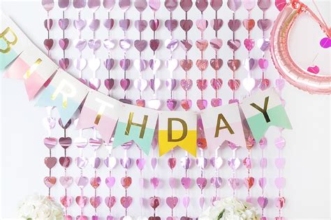 파티·이벤트용품 파티 장식 은박 수술 커튼 하트로즈골드 생일 가랜드 오늘의집 쇼핑