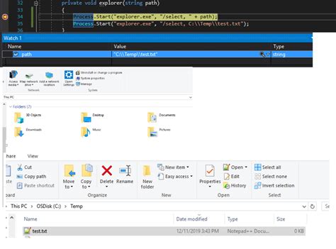 C Using Process Start To Open Explorer Stack Overflow