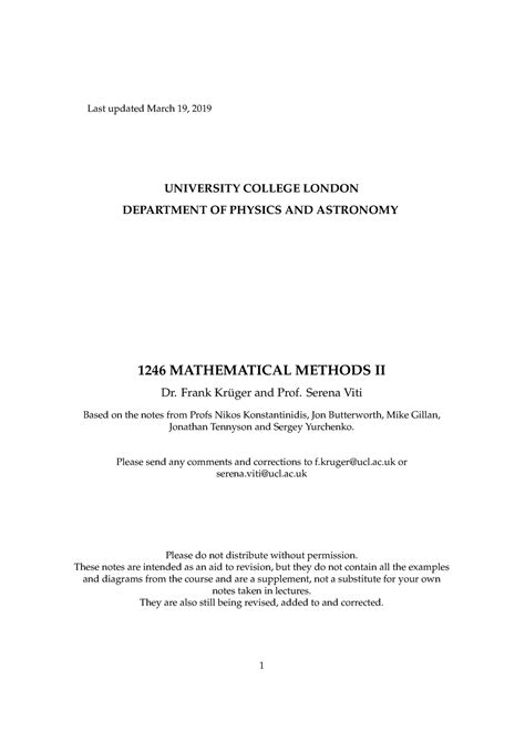 MM2 4 PHAS1402 Mathematical Methods 2 Chapter 4 Last Updated
