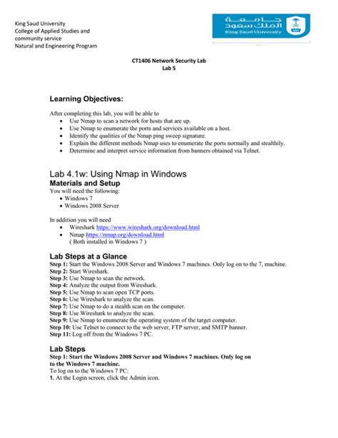 Nmap Network Security Lab Windows