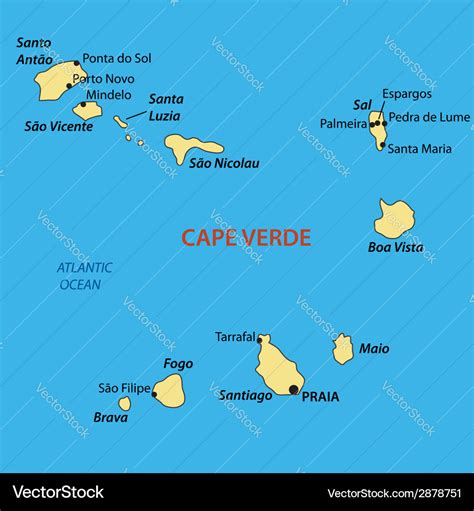 Republic Of Cabo Verde Map Royalty Free Vector Vectorstock
