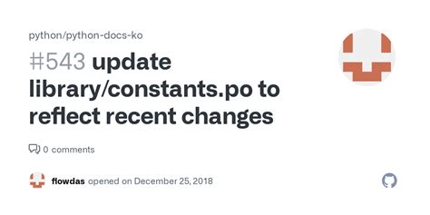 Update Library Constants Po To Reflect Recent Changes Issue Python Python Docs Ko GitHub