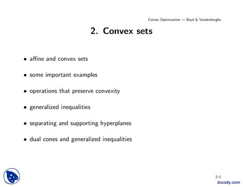 Convex Sets Optimization Techniques And Methods Lecture Slides Docsity
