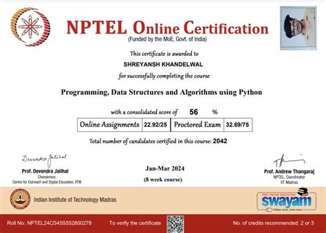 shreyansh khandelwal on linkedin python datastructures algorithms nptel certification…