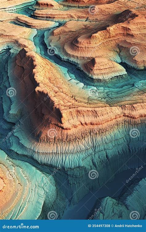 A Layered 3d Terrain Map Showing River Systems With Gis Data Overlays Royalty Free Stock Image