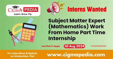 Subject Matter Expert Mathematics Work From Home Part Time Internship By Kunduz Technologies