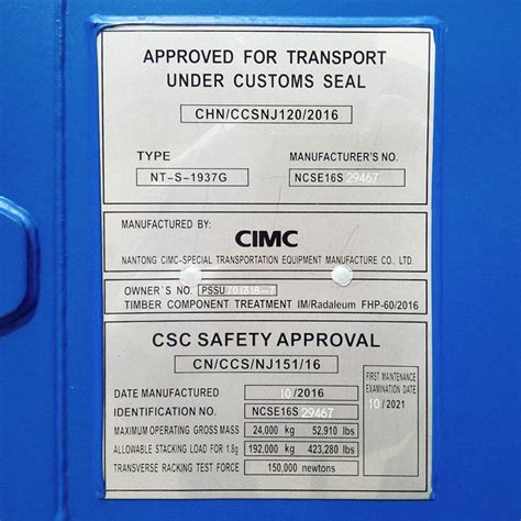 CSC Plating For Shipping Containers Containers For Sale