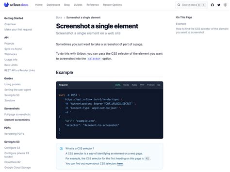 screenshot a single element urlbox