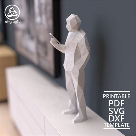 Figure02 Paper Craft Digital Template Origami Pdf Svg Dxf