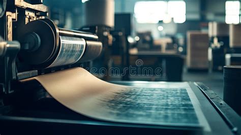 Large Scale Printing Press With Paper Rolls In Action Stock Illustration Illustration Of Close