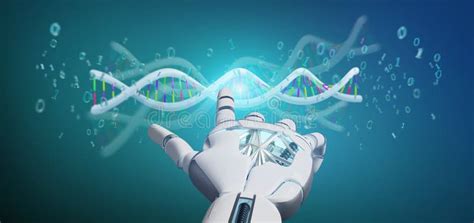Data Coded Dna With Binary File Around 3d Rendering Stock Illustration Illustration Of Cyborg