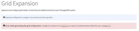 Storagegrid Expansion Fails With Unable To Connect To Node Over Port 22 Netapp Knowledge Base