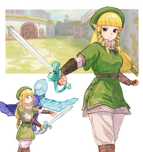 Link Princess Zelda And Fi The Legend Of Zelda And 1 More Drawn By
