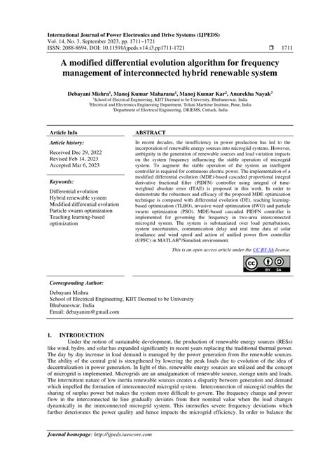 PDF A Modified Differential Evolution Algorithm For Frequency