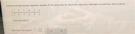 Solved Compute The Least Squares Regression Equation For The Chegg Com