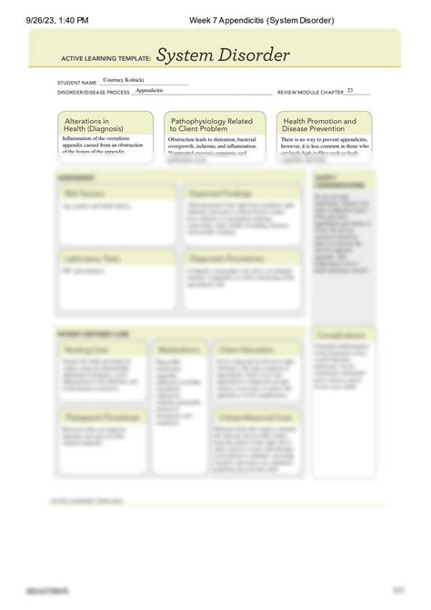 Solution Nursing Iii Week 7 Appendicitis System Disorder Studypool