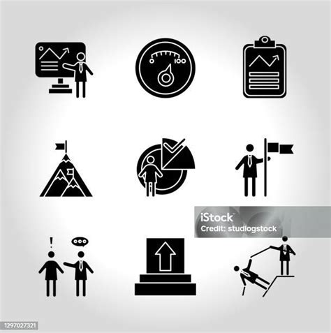 10 명의 비즈니스 인 코칭과 9 개의 실루엣 스타일 아이콘의 번들 강사에 대한 스톡 벡터 아트 및 기타 이미지 강사 개념 계단 Istock