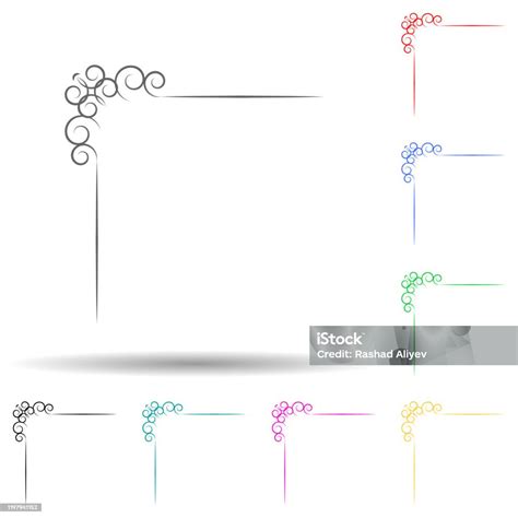 Vetores De Vintage Corner Elementos Ícone Estilo Multi Cor Linha Fina
