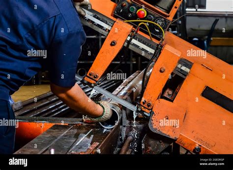 A Worker Working With Cutting Machine Stock Photo Alamy